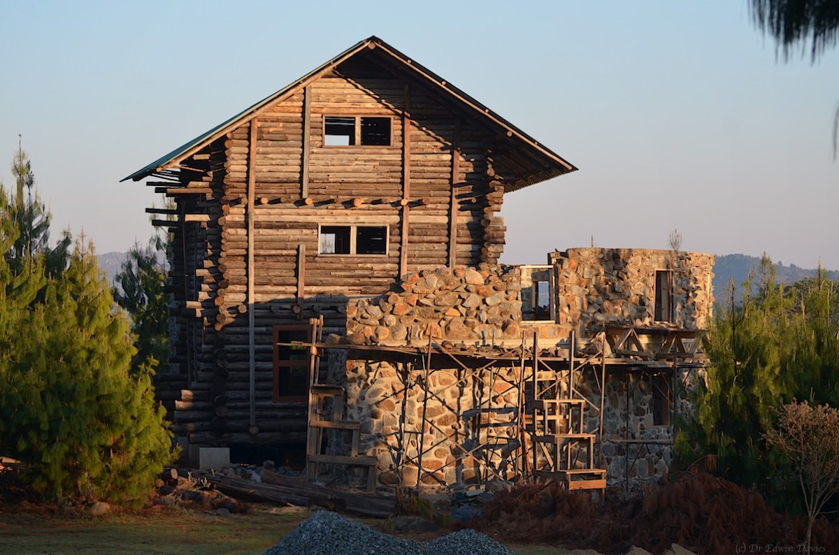 Building a real log cabin – part 6- stone extension first floor ...